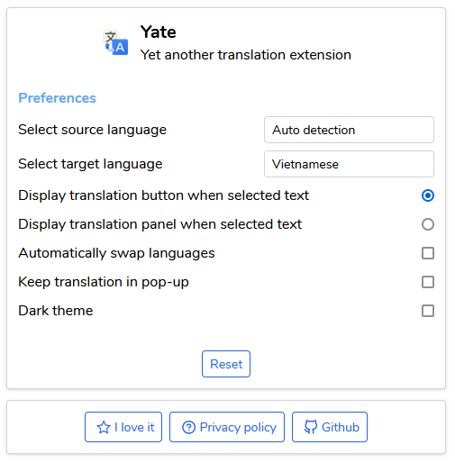 Yate Yet Another Translate Extension